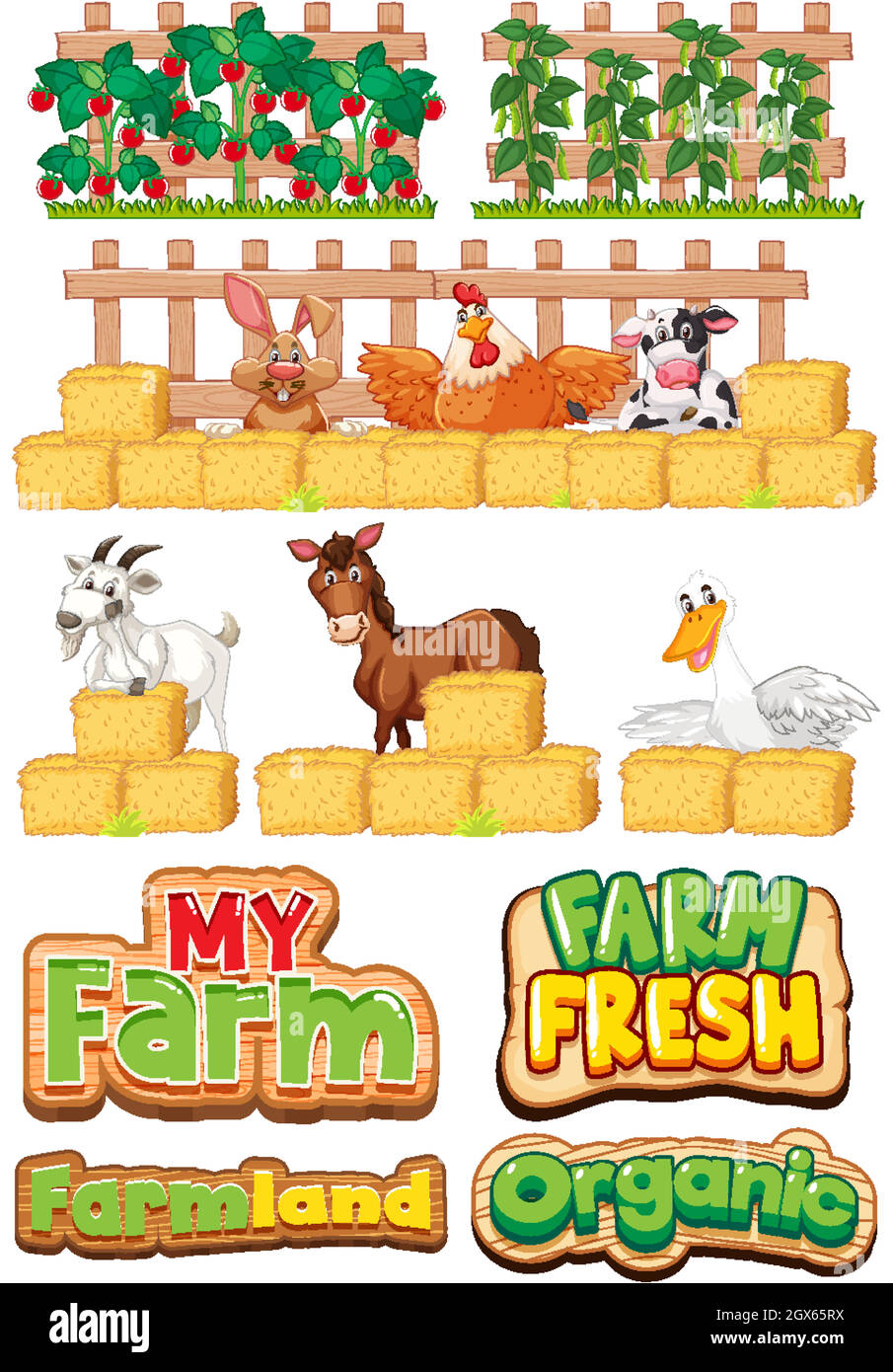 Set of font design for farm and many farm animals Stock Vector Image ...