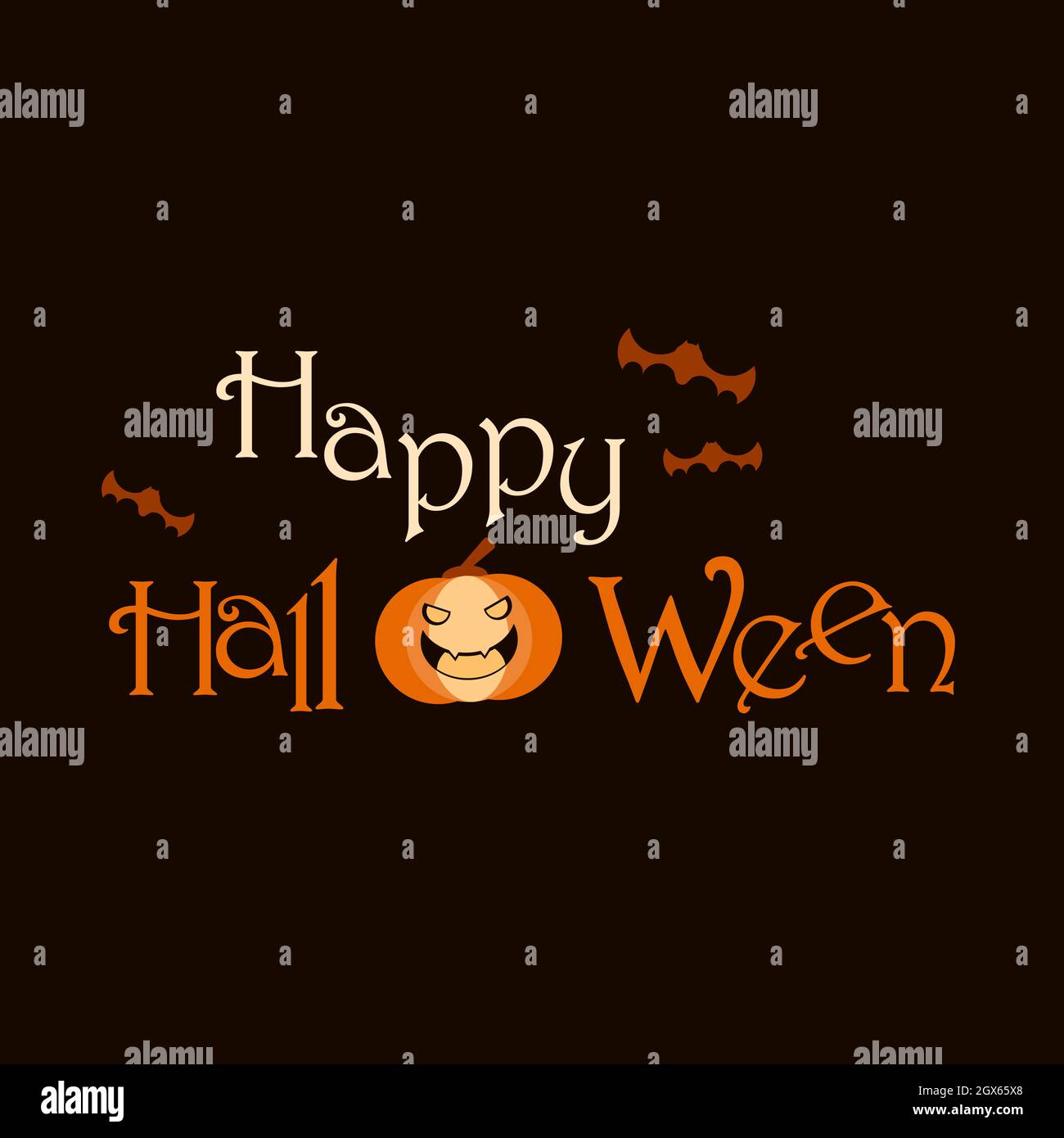 Happy Halloween greeting card with cute pumpkin. Handwritten Halloween ...
