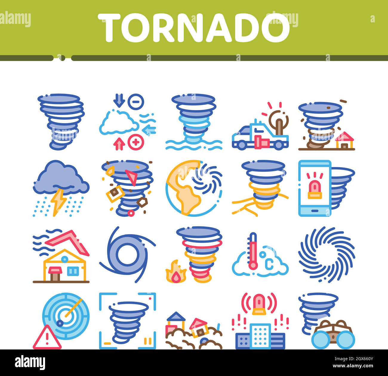 Tornado And Hurricane Collection Icons Set Vector Stock Vector Image ...