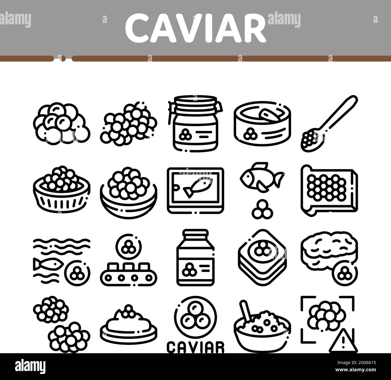 Caviar Seafood Product Collection Icons Set Vector Stock Vector Image ...