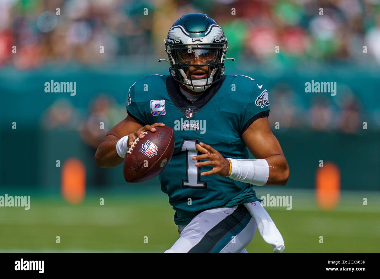 October 3, 2021: Philadelphia Eagles quarterback Jalen Hurts (1) in ...