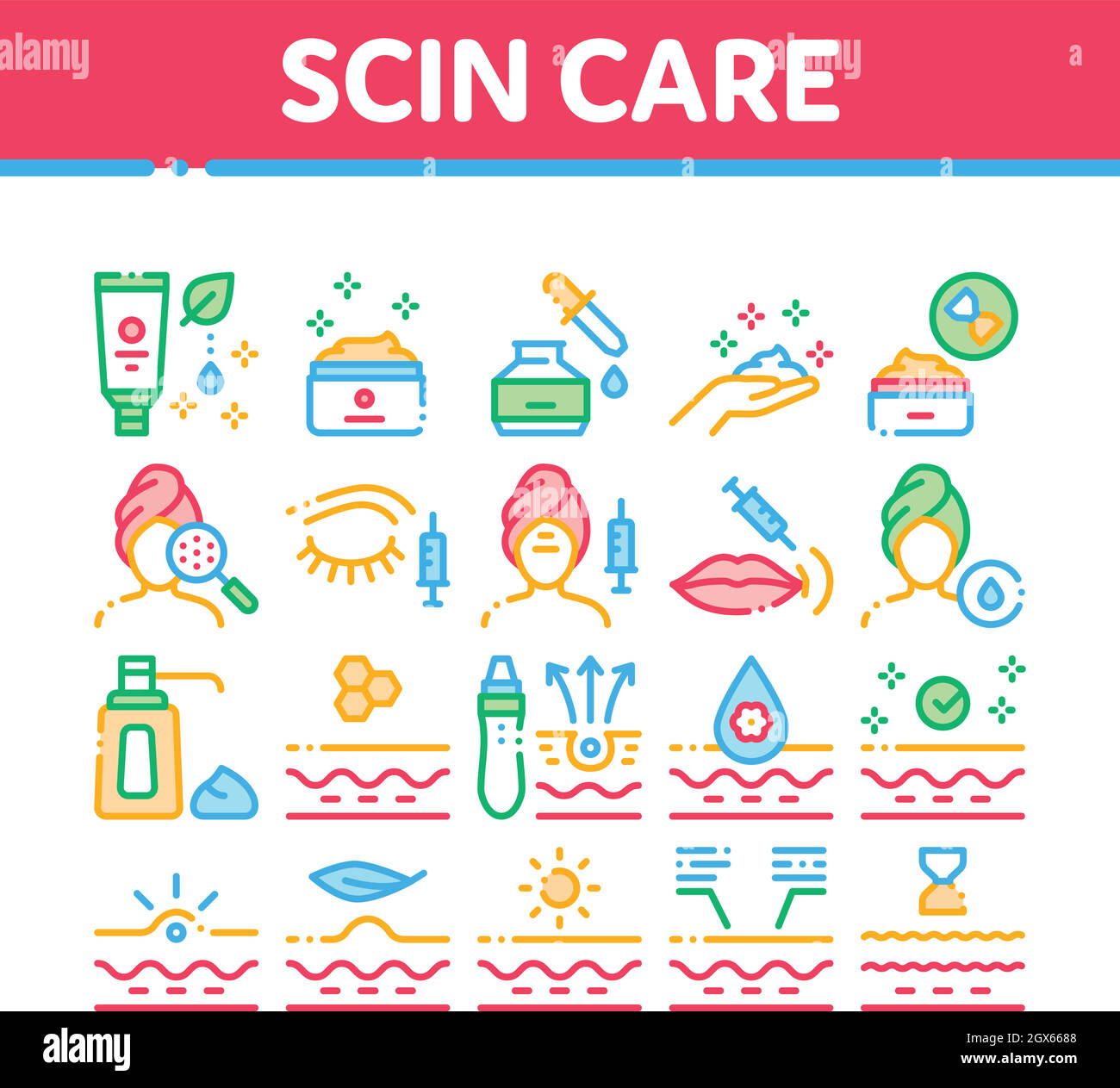Skin Care Cosmetic Collection Icons Set Vector Stock Vector Image & Art ...