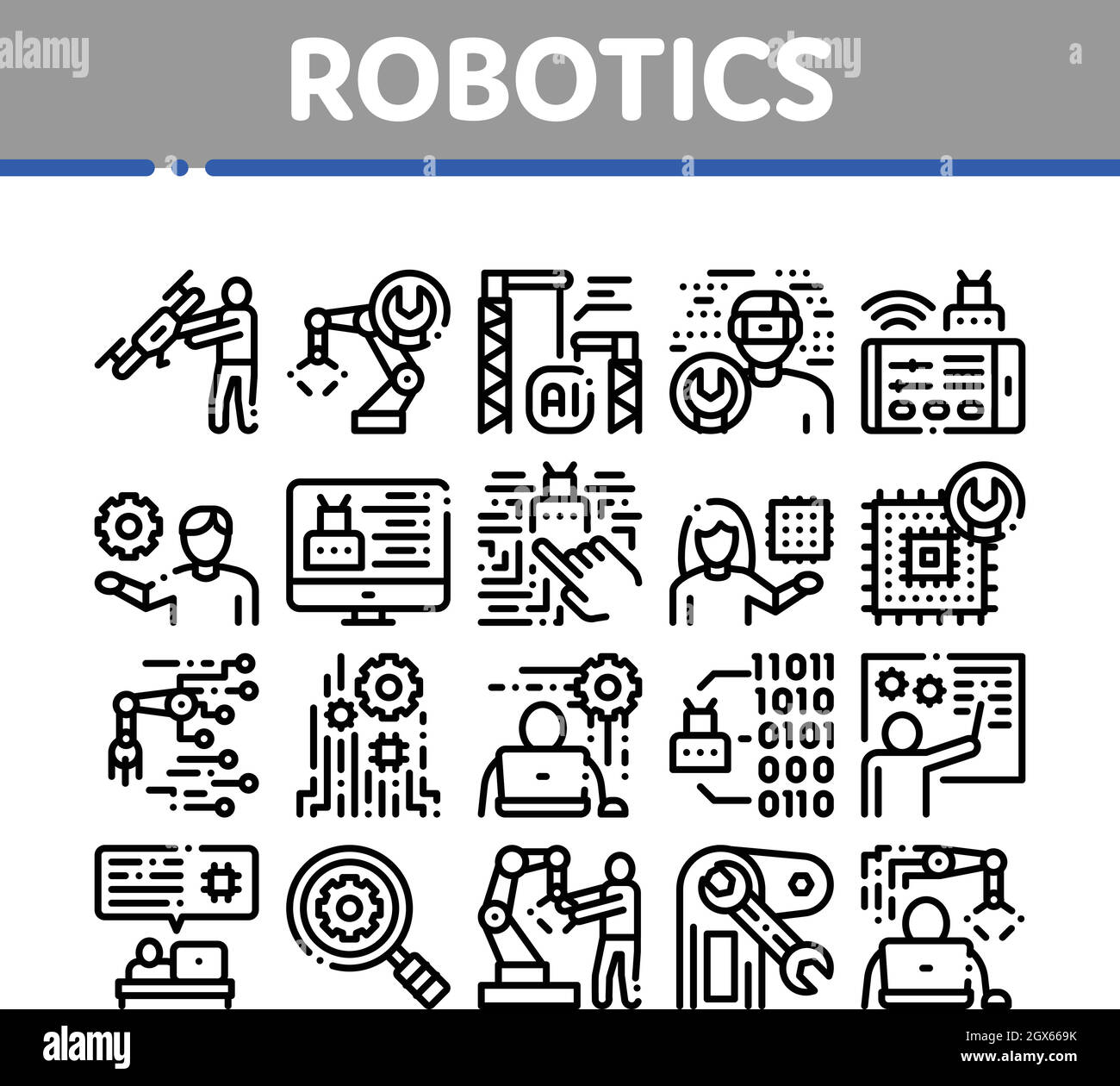 Robotics Master Collection Icons Set Vector Stock Vector Image & Art ...