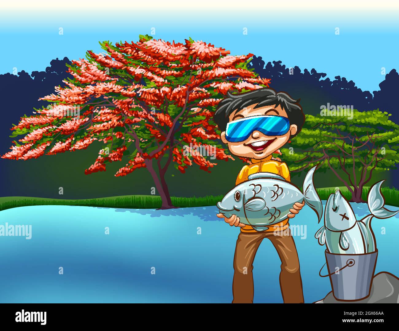 Fishing scenic river Stock Vector Images - Alamy