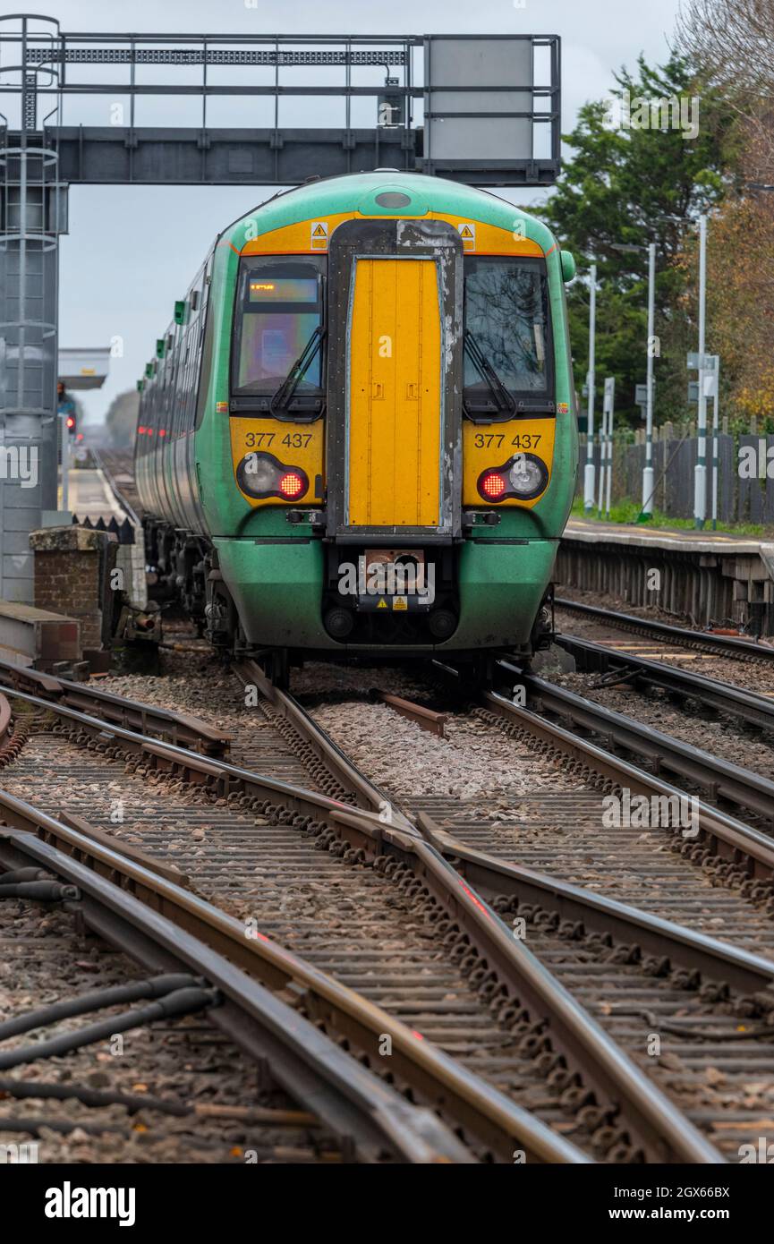 southern railways class 377 electrostar train in a station platform ...