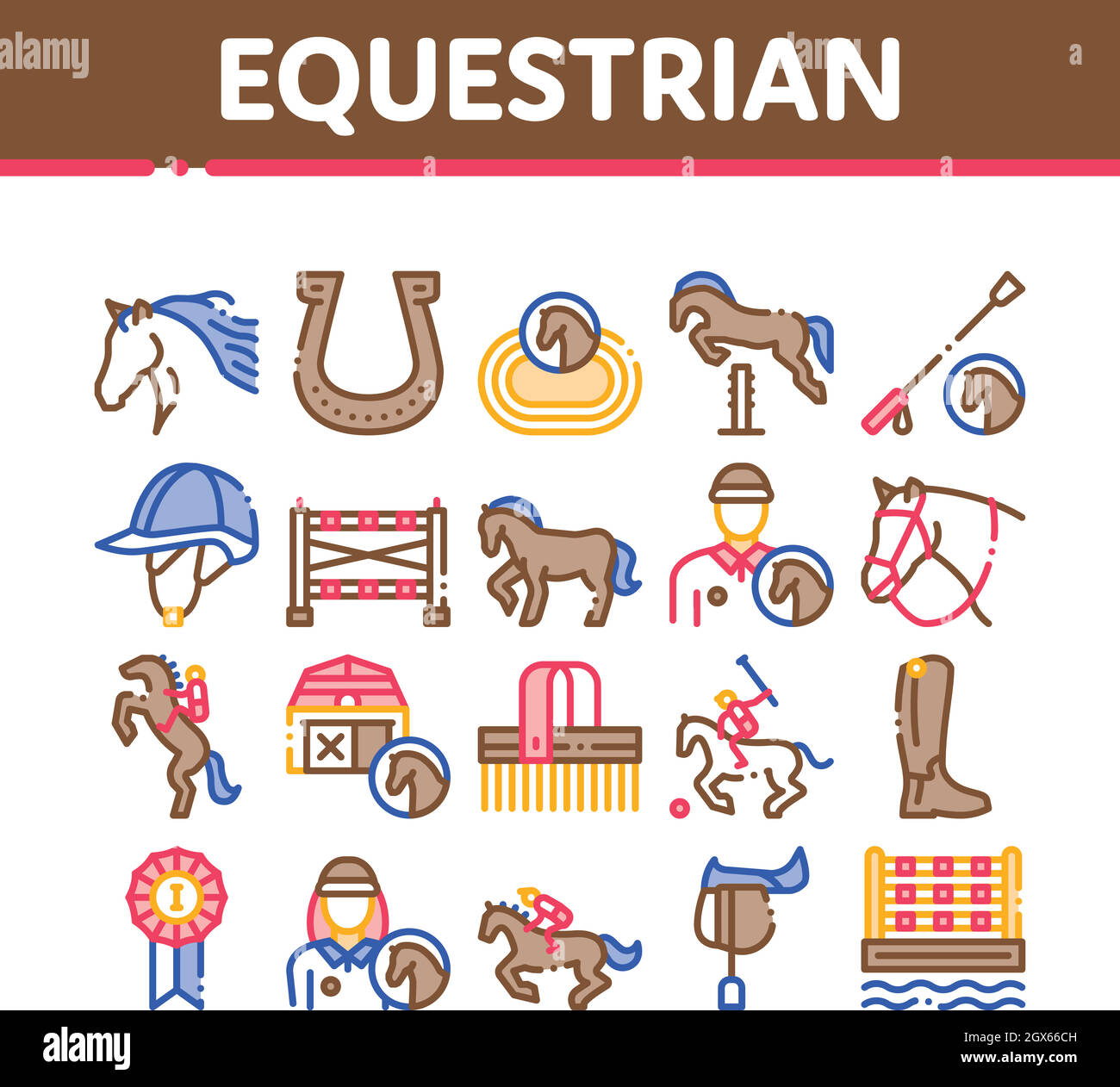 Equestrian Animal Collection Icons Set Vector Stock Vector Image & Art ...