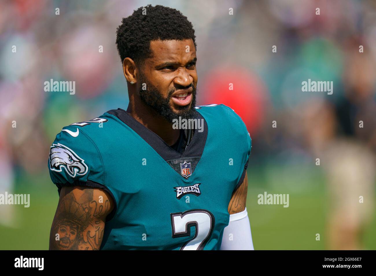 October 3, 2021: Philadelphia Eagles cornerback Darius Slay (2) looks ...