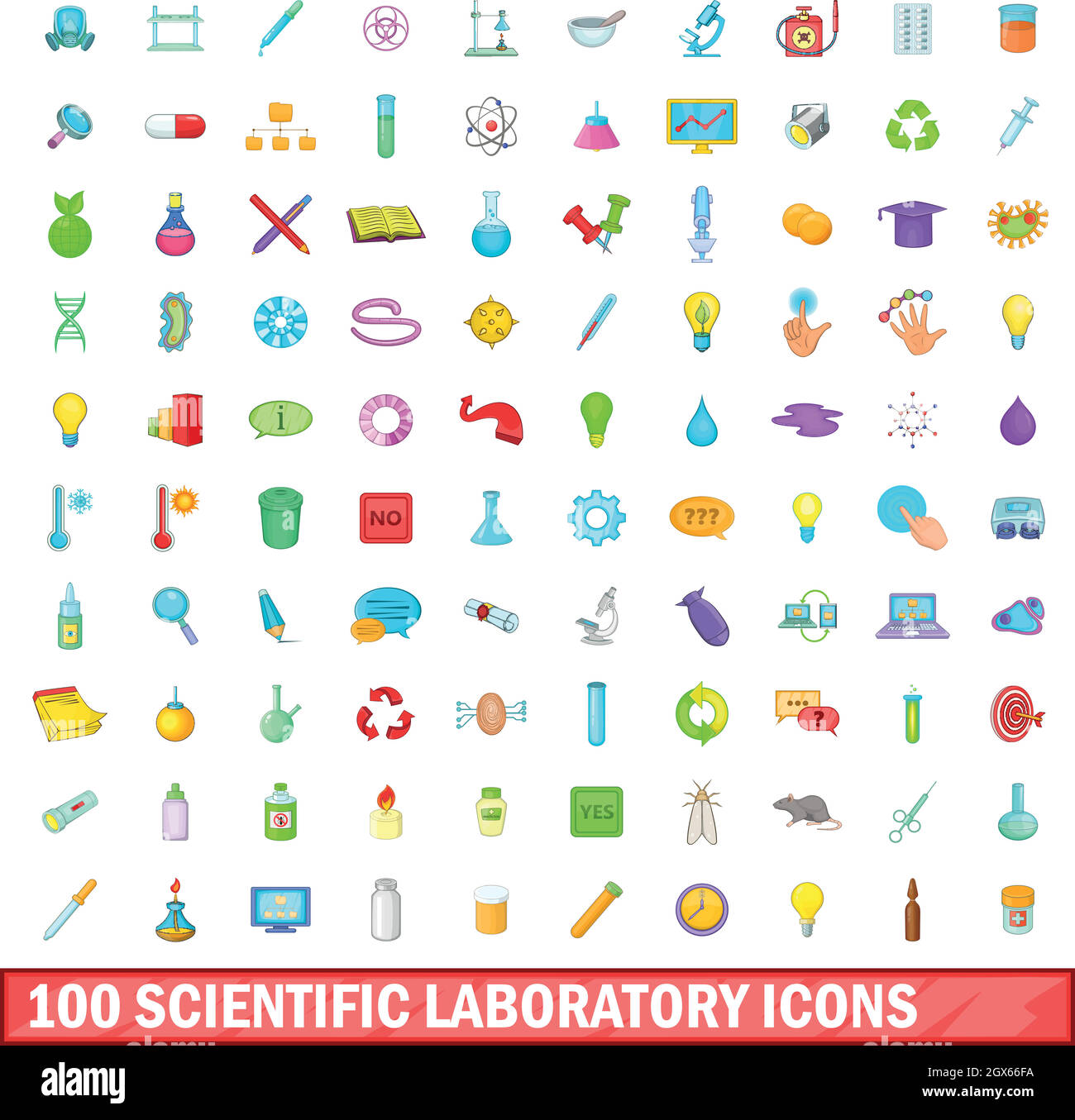 100 scientific laboratory icons set, cartoon style Stock Vector Image ...