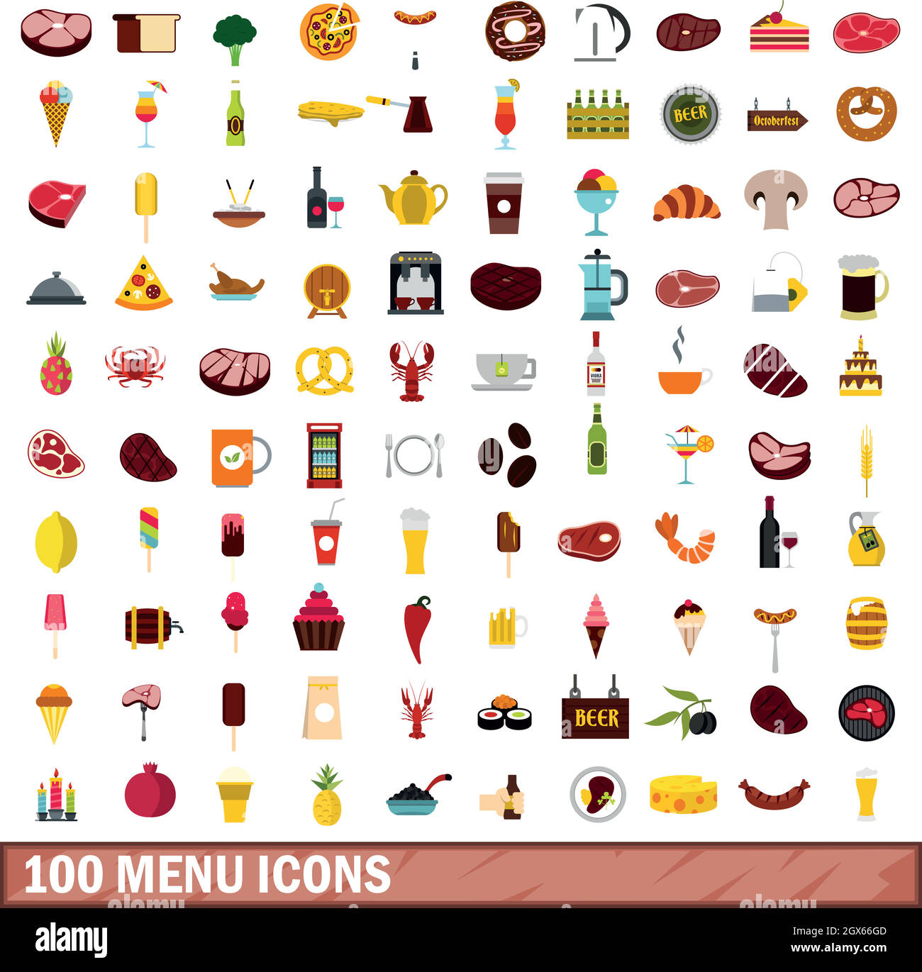 100 menu icons set, flat style Stock Vector Image & Art - Alamy