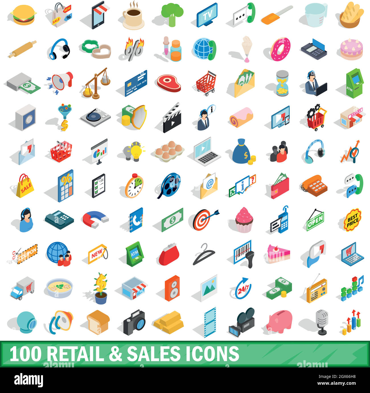 100 retail sales icons set, isometric 3d style Stock Vector Image & Art ...