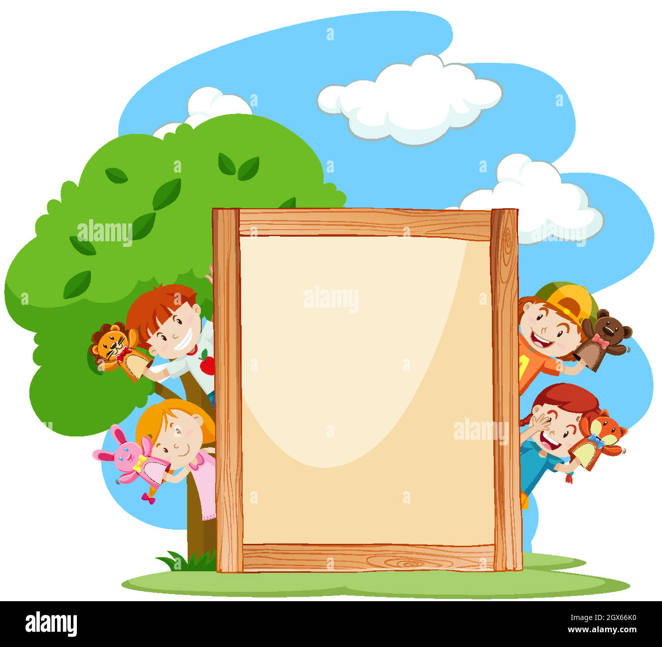 Banner template design with kids in park Stock Vector Image & Art - Alamy