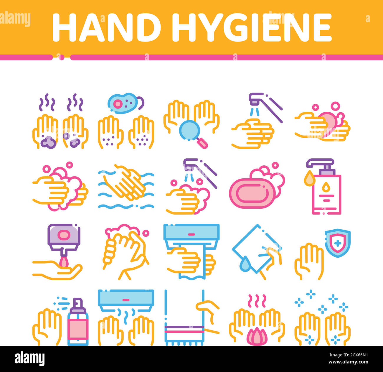Hand Healthy Hygiene Collection Icons Set Vector Stock Vector Image ...