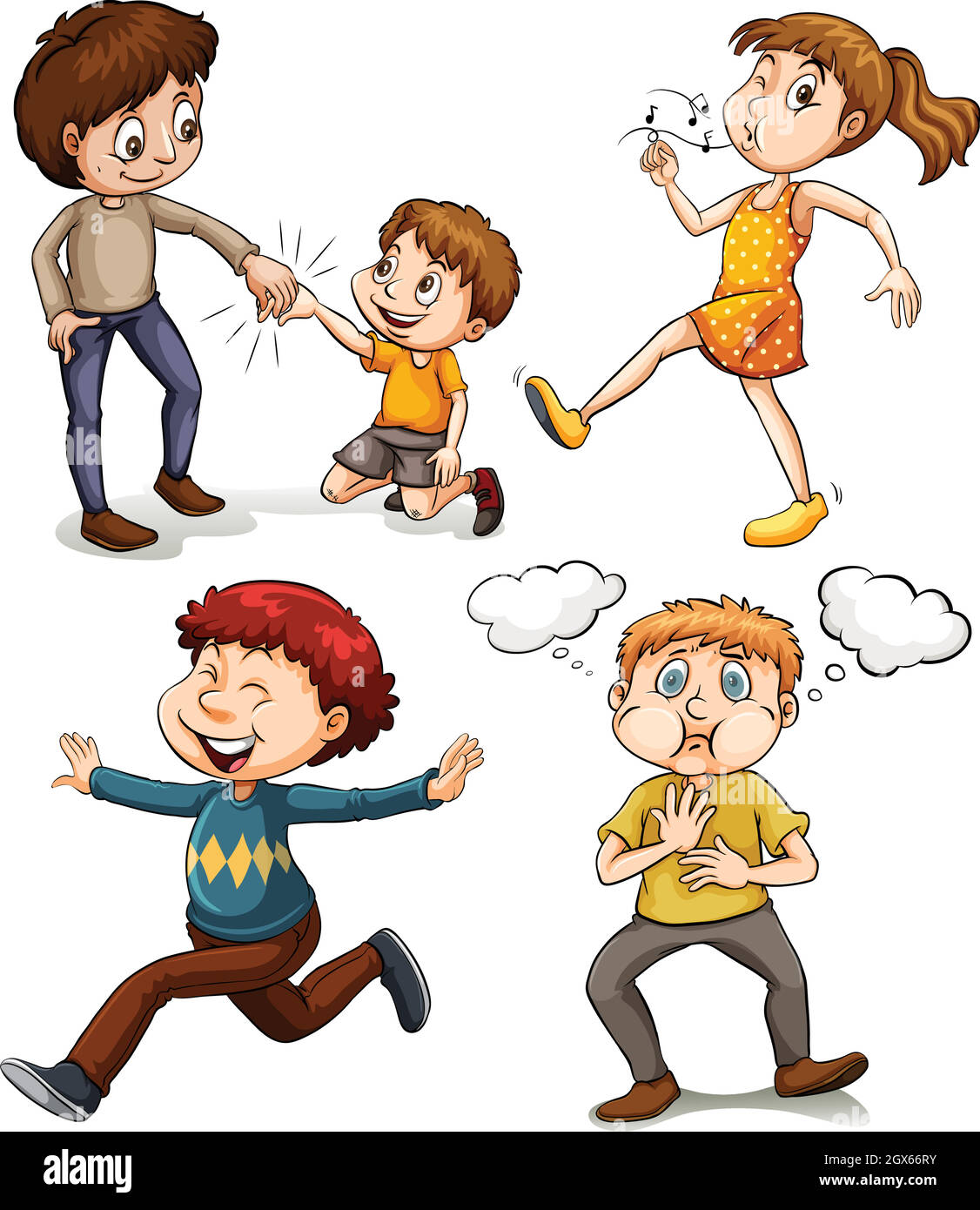 Kids Pushing In Line Clipart