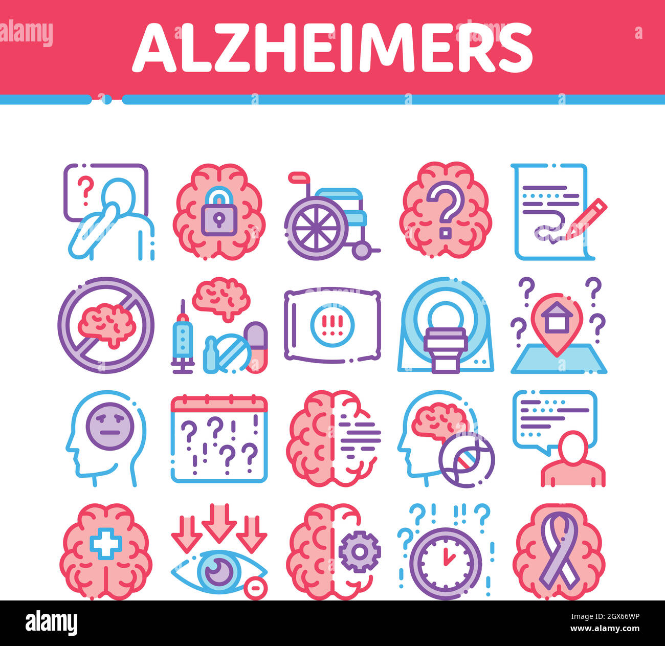 Alzheimers Disease Collection Icons Set Vector Stock Vector Image & Art ...