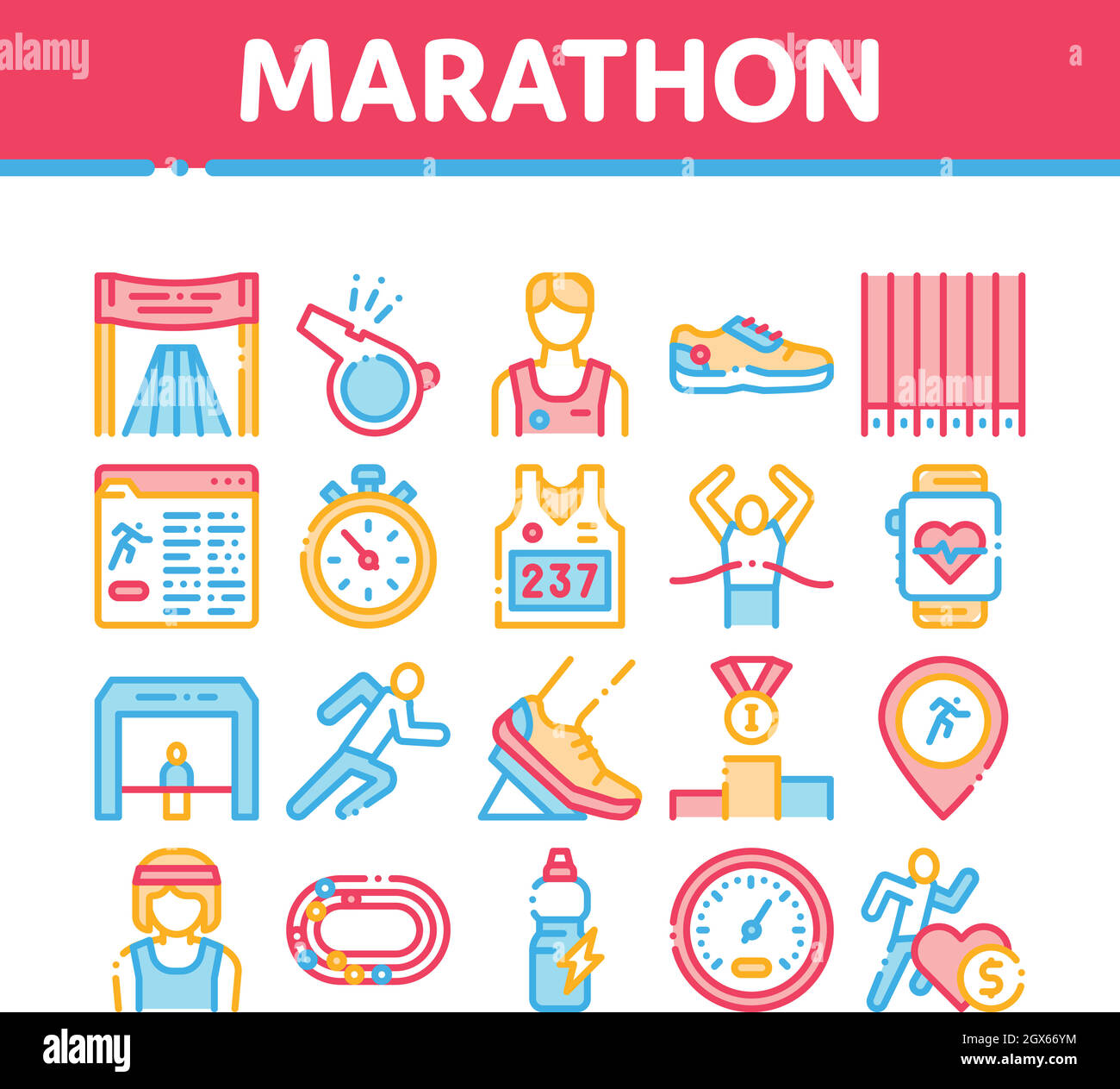 Marathon Collection Elements Icons Set Vector Stock Vector Image & Art ...