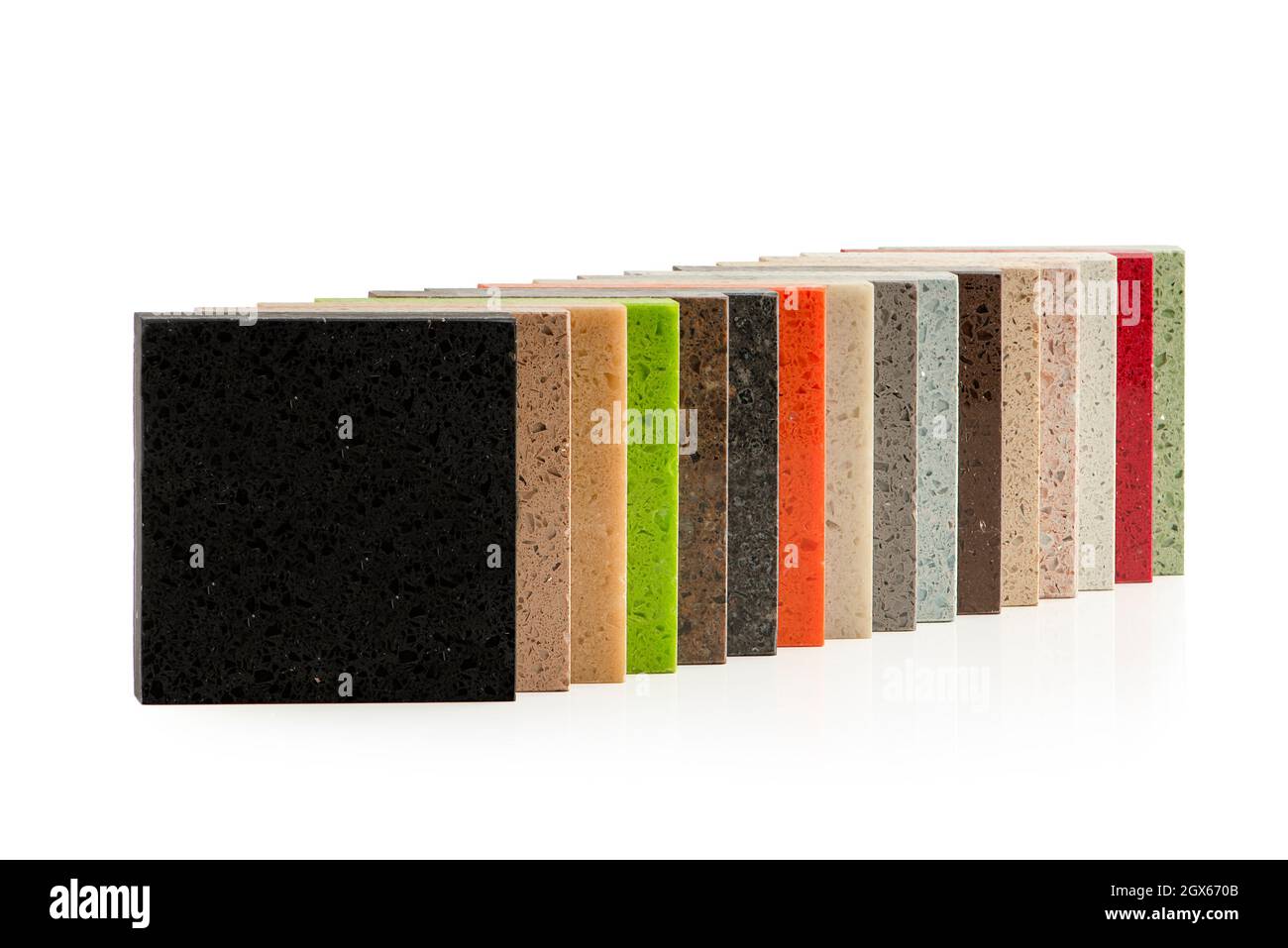 Samples of stone countertops on a white isolated background. Set of ...