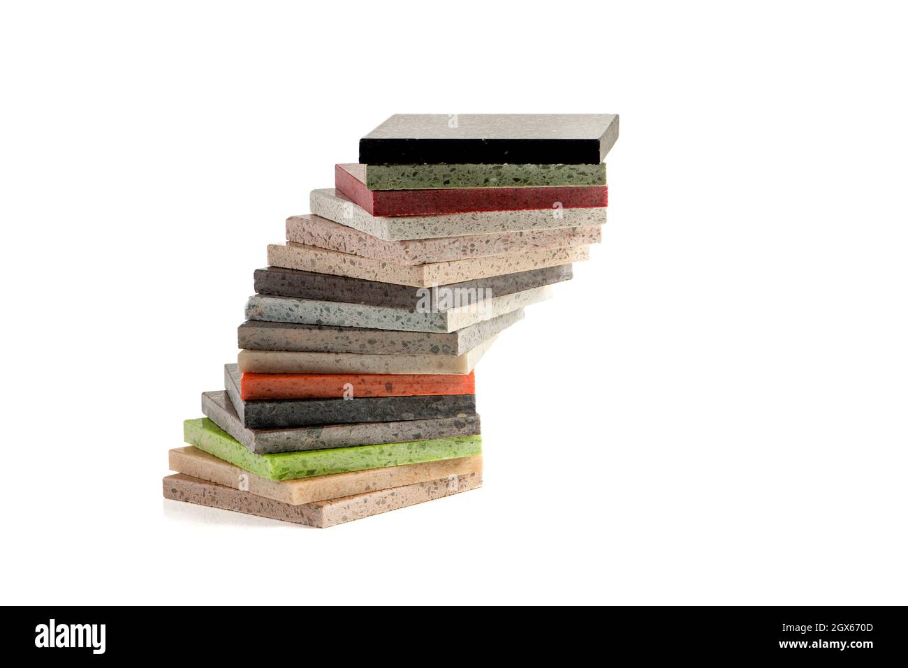 Samples of stone countertops on a white isolated background. Set of ...