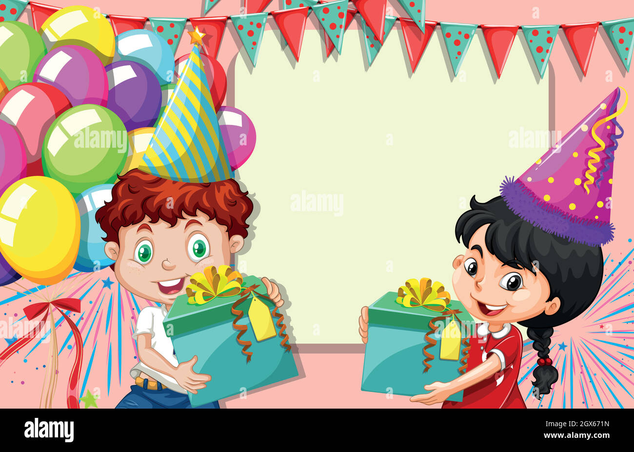 Border design with children and presents Stock Vector Image & Art - Alamy