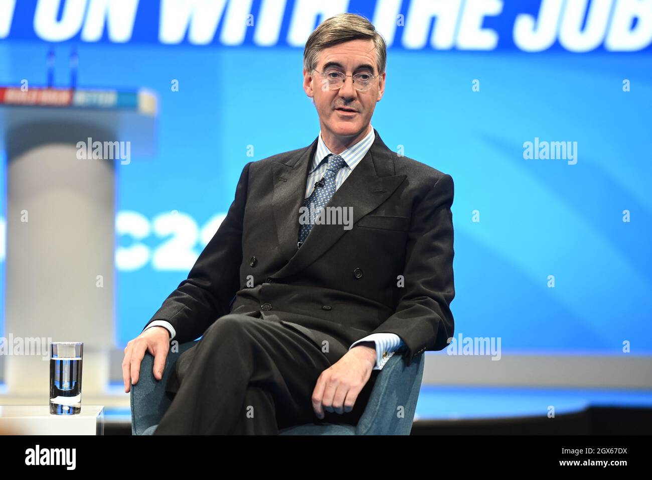 Manchester, UK. 4 October 2021. Leader of the House of Commons Jacob ...