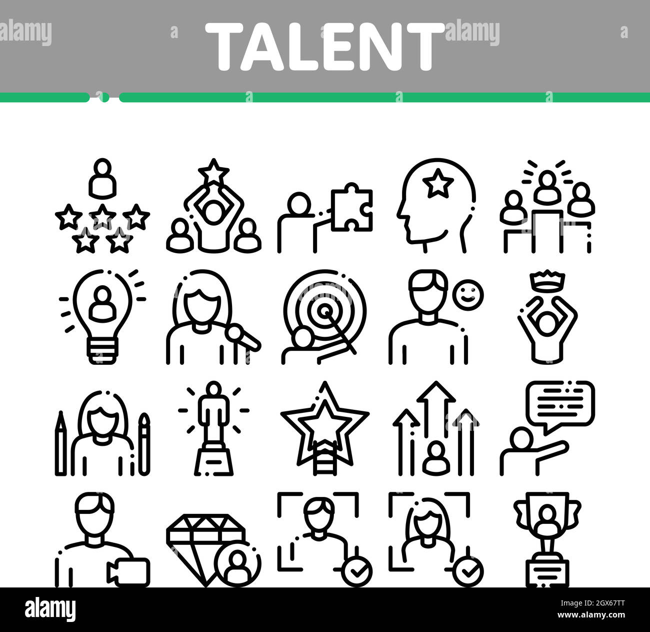 Human Talent Collection Elements Icons Set Vector Stock Vector Image ...