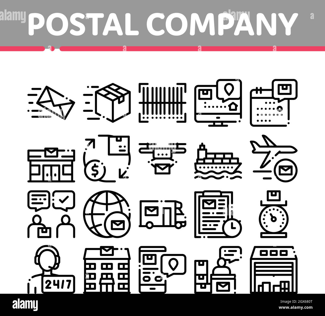 Postal Transportation Company Icons Set Vector Stock Vector Image & Art ...