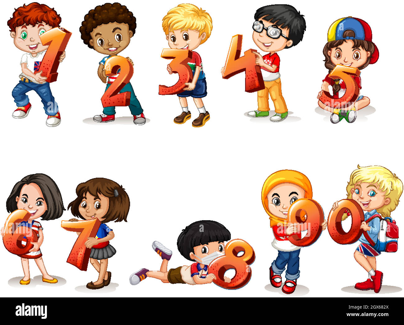 Set of different children holding math number Stock Vector Image & Art ...