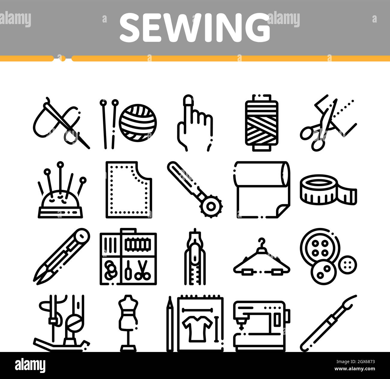 Sewing And Needlework Collection Icons Set Vector Stock Vector Image