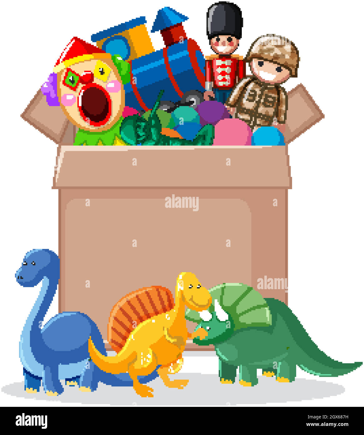 Cardboard box full of toys on white background Stock Vector Image & Art ...