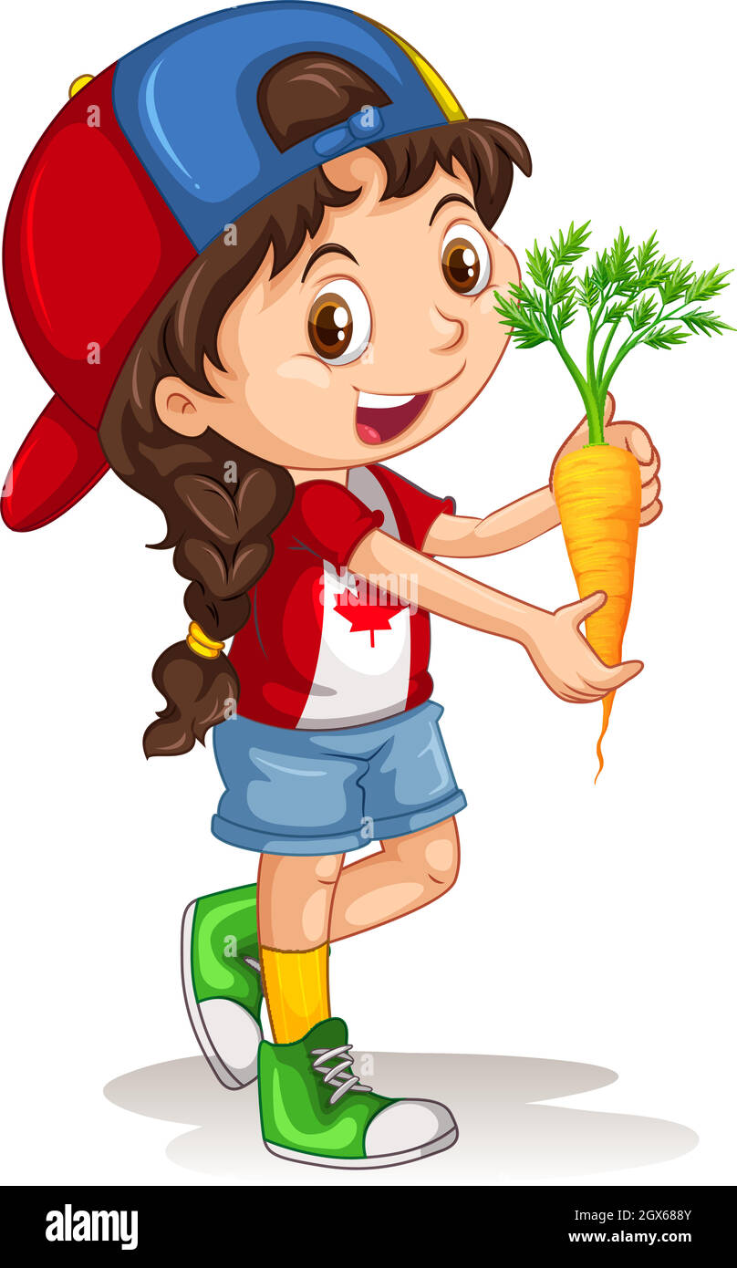 Little girl holding carrot Stock Vector Image & Art - Alamy