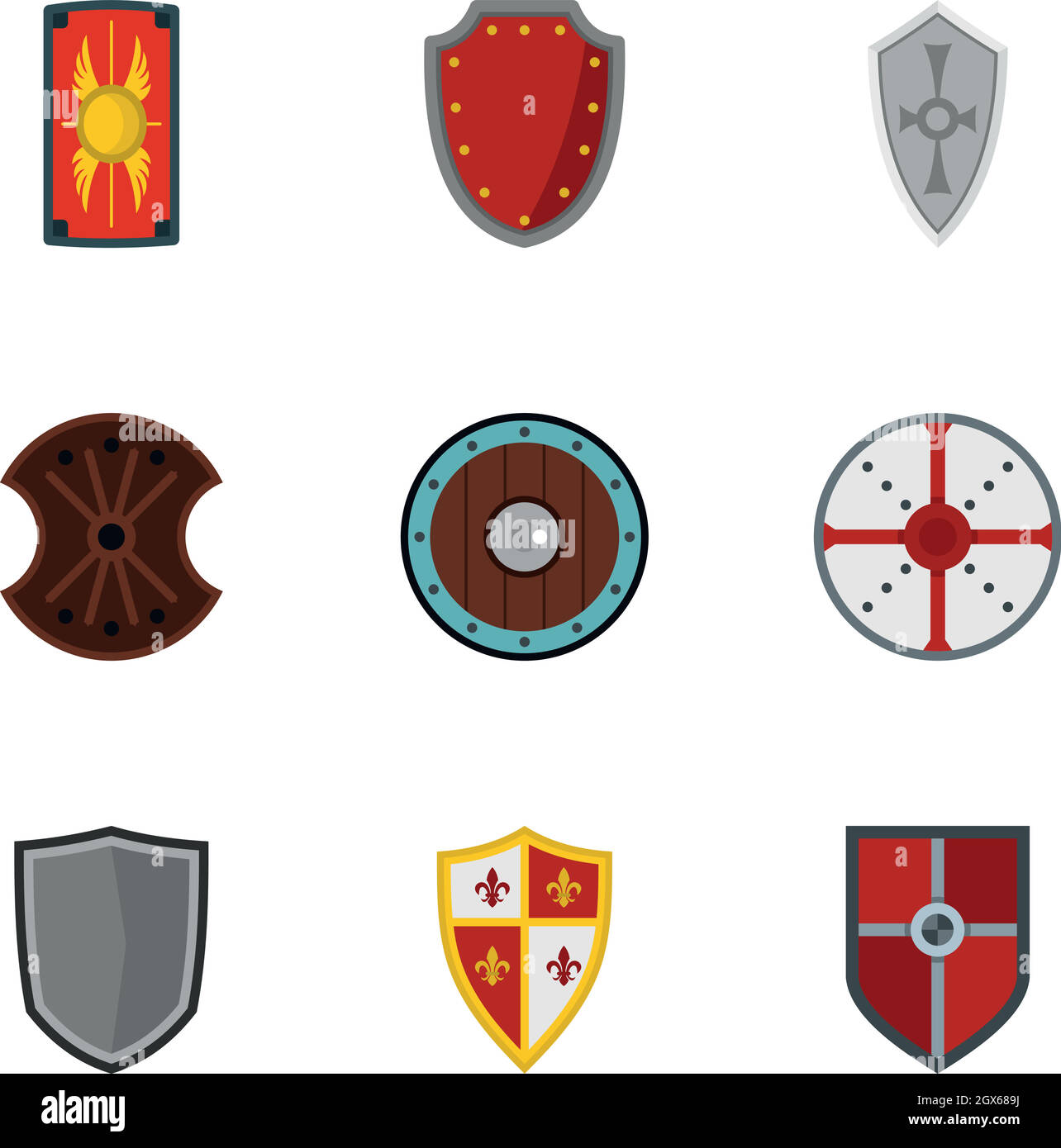 Heraldic shield icons set, flat style Stock Vector Image & Art - Alamy