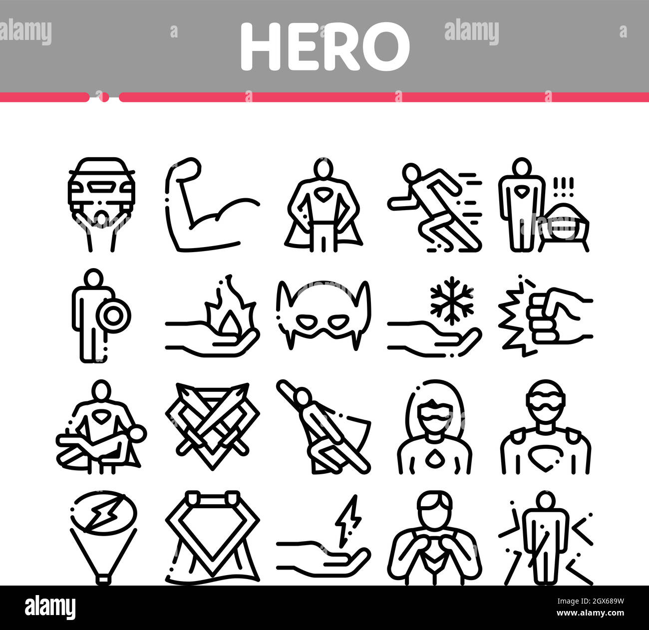 Super Hero Collection Elements Icons Set Vector Stock Vector Image ...