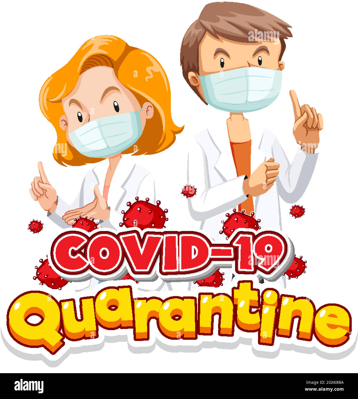 Coronavirus poster design with with doctors and virus cells Stock ...