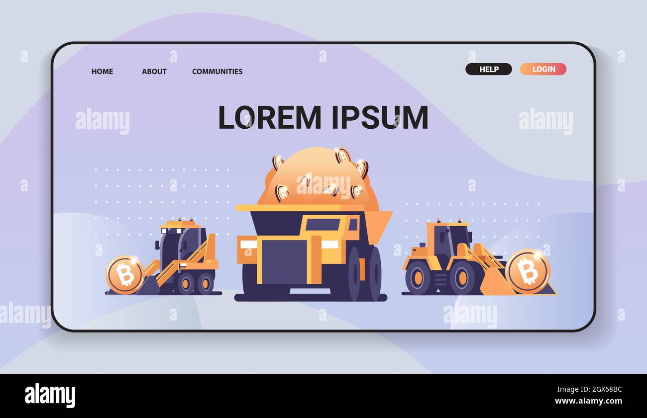 heavy trucks mining transport with bitcoins golden coin digital money ...