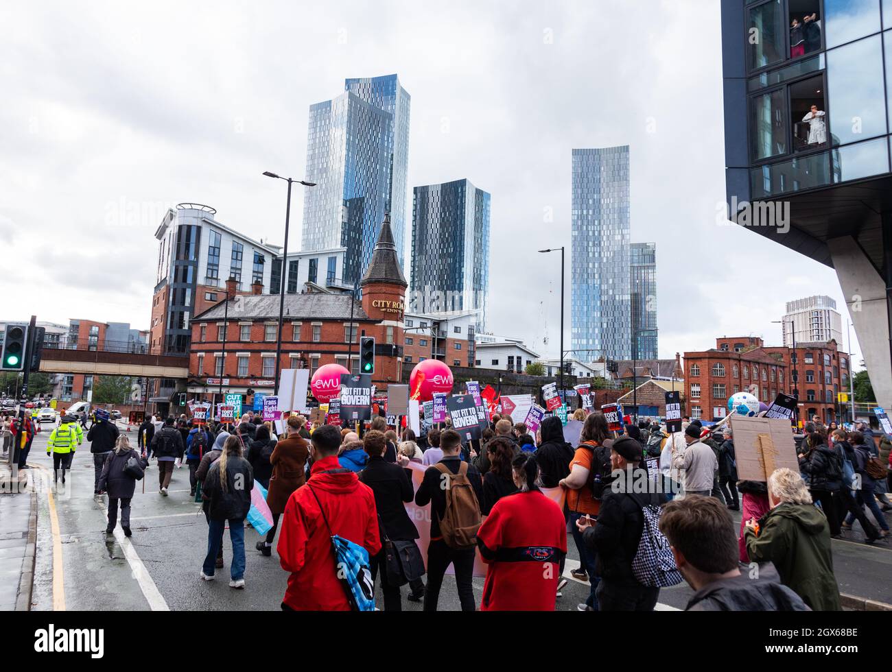 Manchester, UK. Sunday 3rd October, 2021. March and rally to protest ...