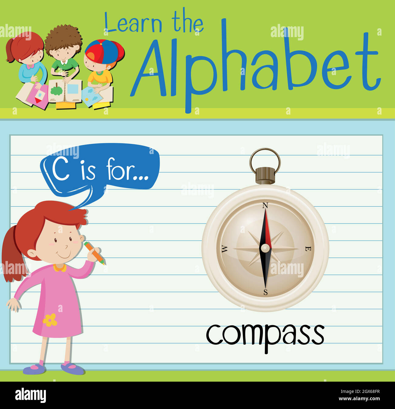 Flashcard letter C is for compass Stock Vector Image & Art - Alamy