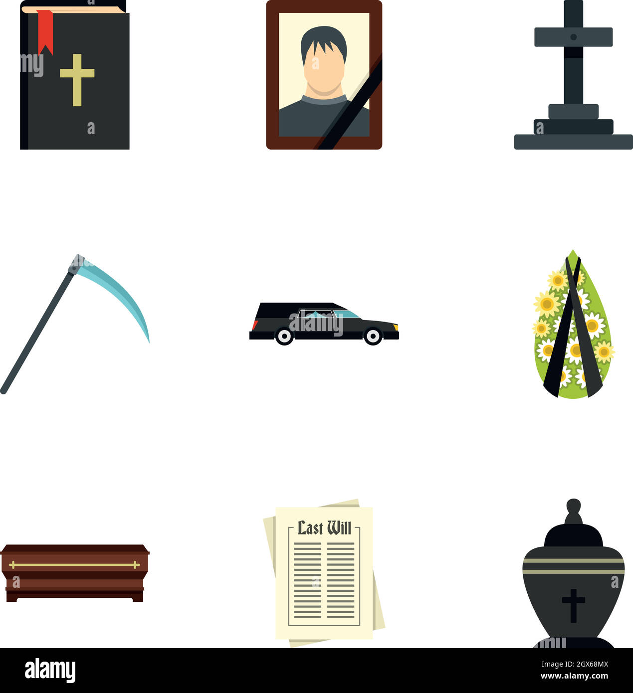 Death icons set, flat style Stock Vector Image & Art - Alamy