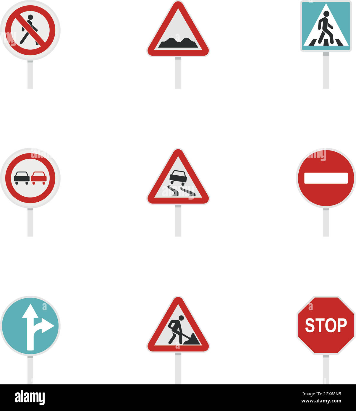 Road sign icons set, flat style Stock Vector Image & Art - Alamy