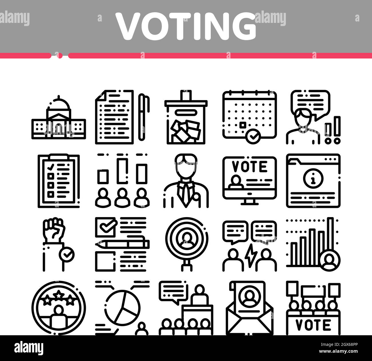 Voting And Election Collection Icons Set Vector Stock Vector Image ...