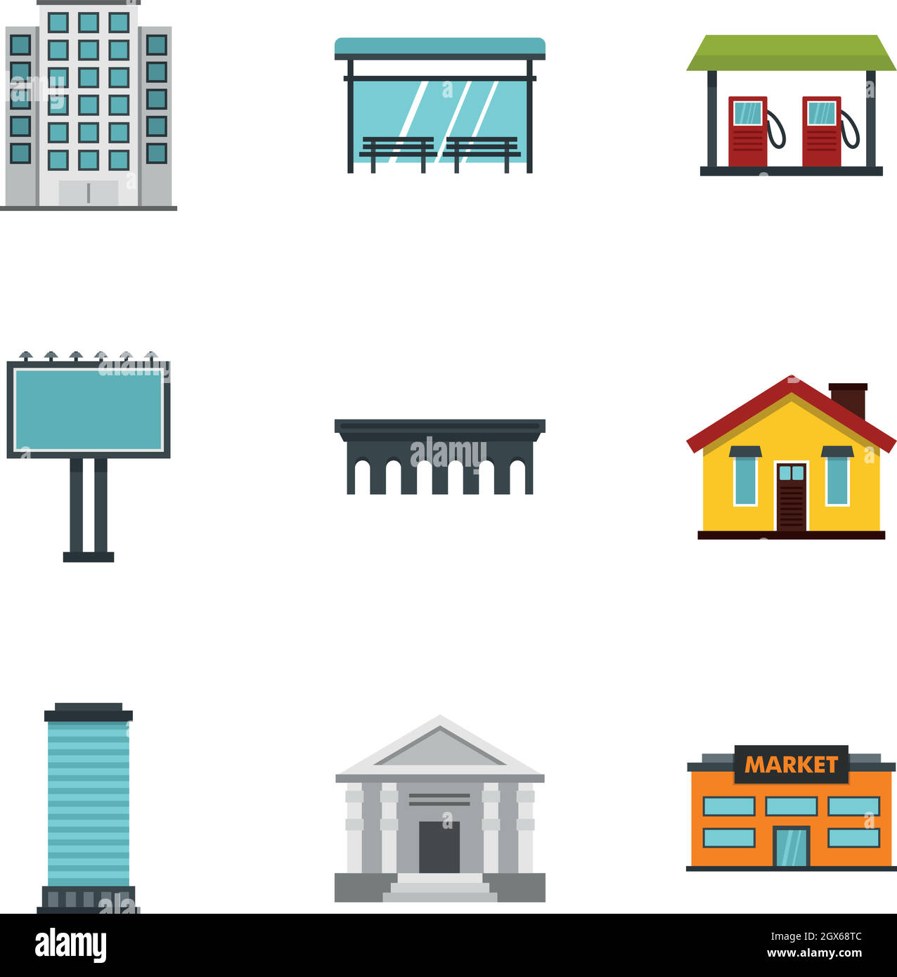 City buildings icons set, flat style Stock Vector Image & Art - Alamy
