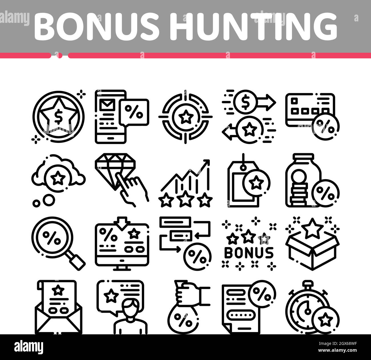 Bonus Hunting Collection Elements Icons Set Vector Stock Vector Image ...