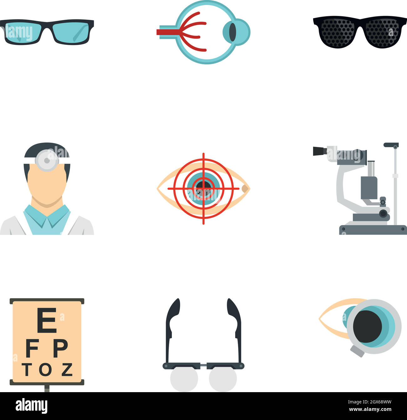 Optometry icons set, flat style Stock Vector Image & Art - Alamy