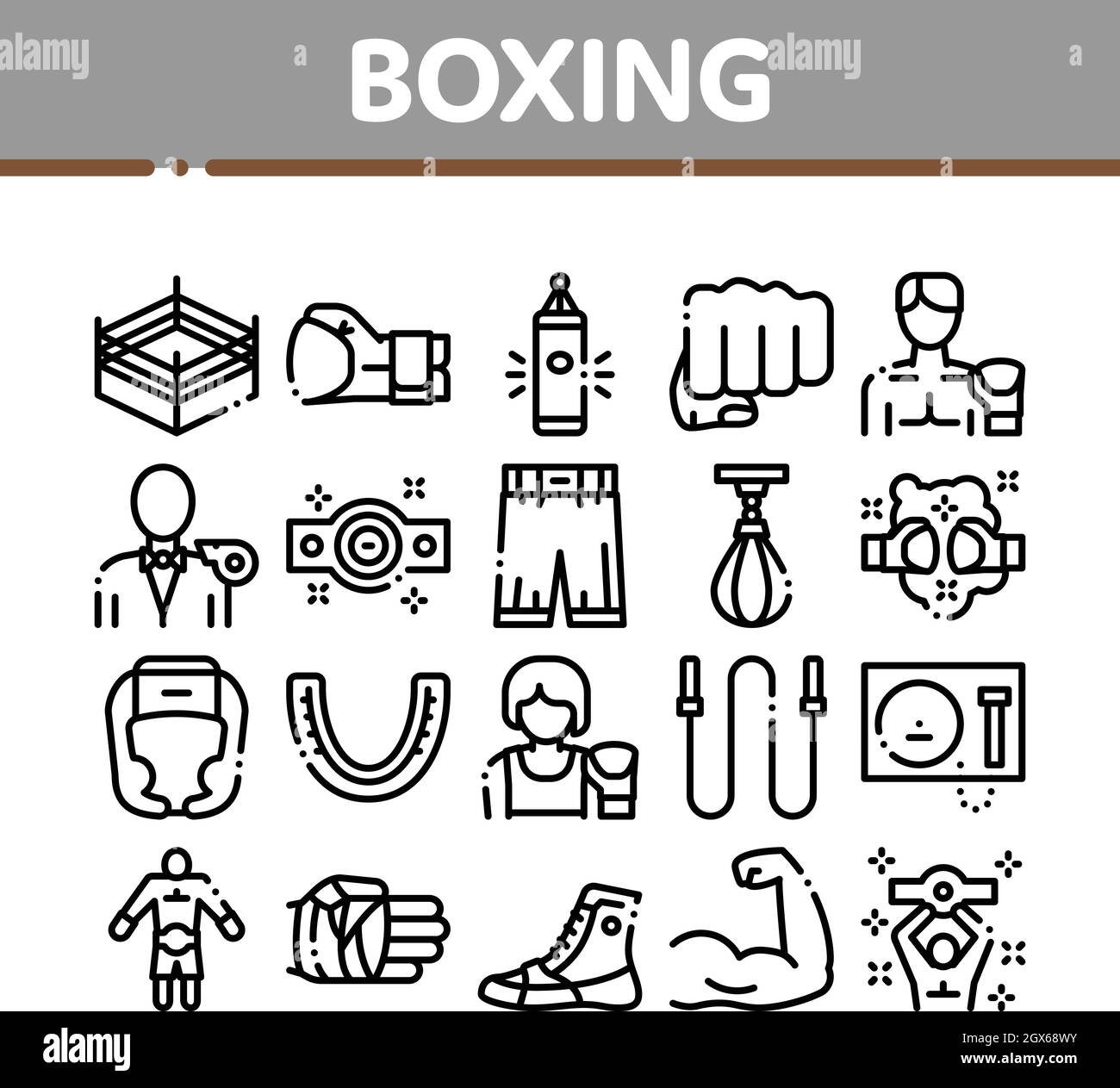 Boxing Sport Tool Collection Icons Set Vector Stock Vector Image & Art ...