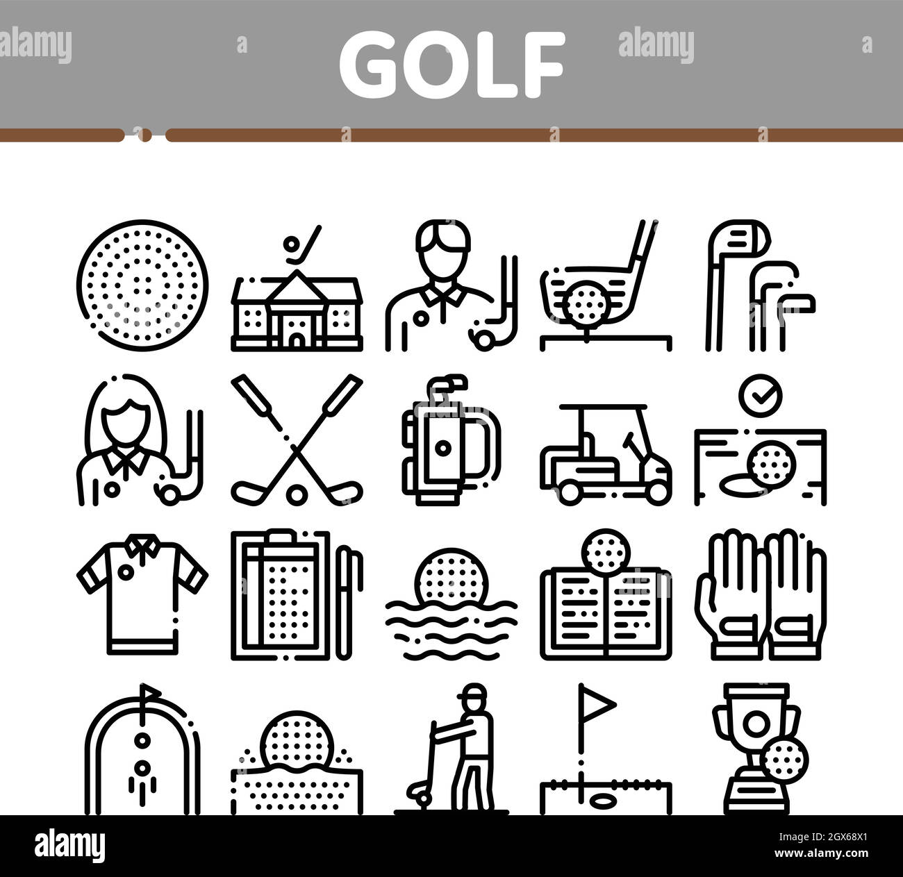 Golf Game Equipment Collection Icons Set Vector Stock Vector Image ...