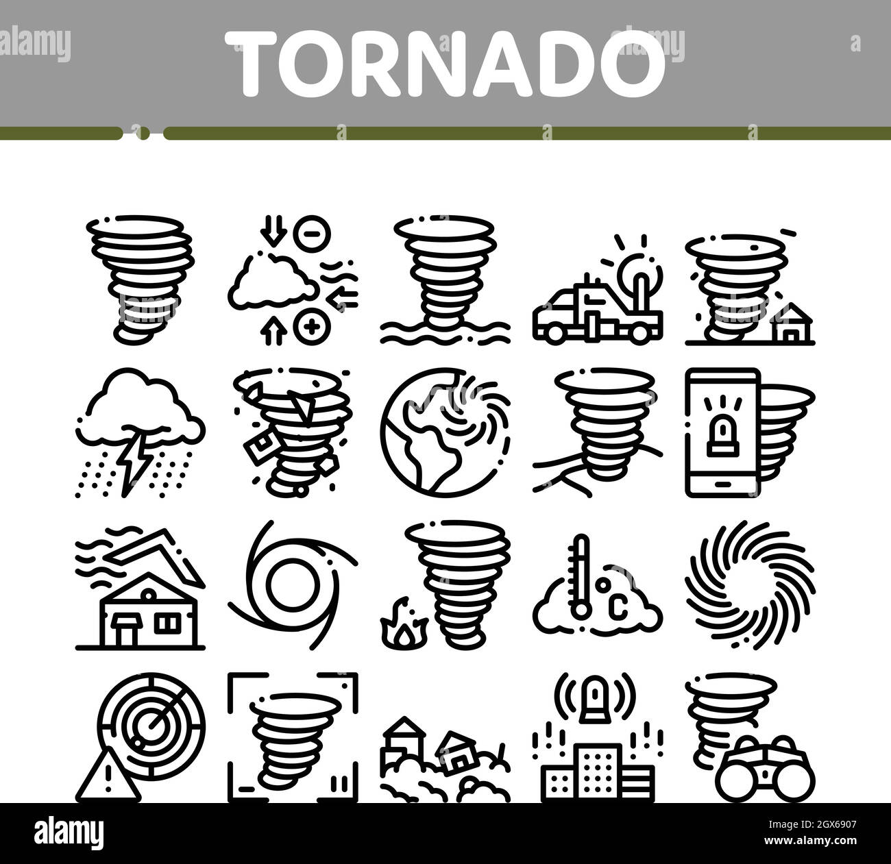 Tornado And Hurricane Collection Icons Set Vector Stock Vector Image ...