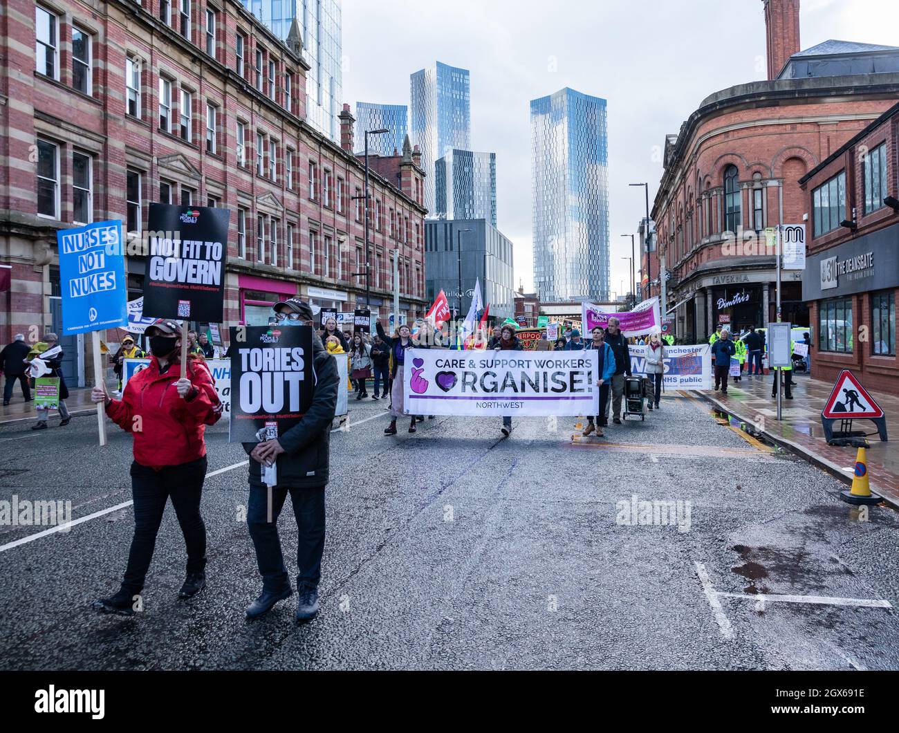 Manchester, UK. Sunday 3rd October, 2021. March and rally to protest ...