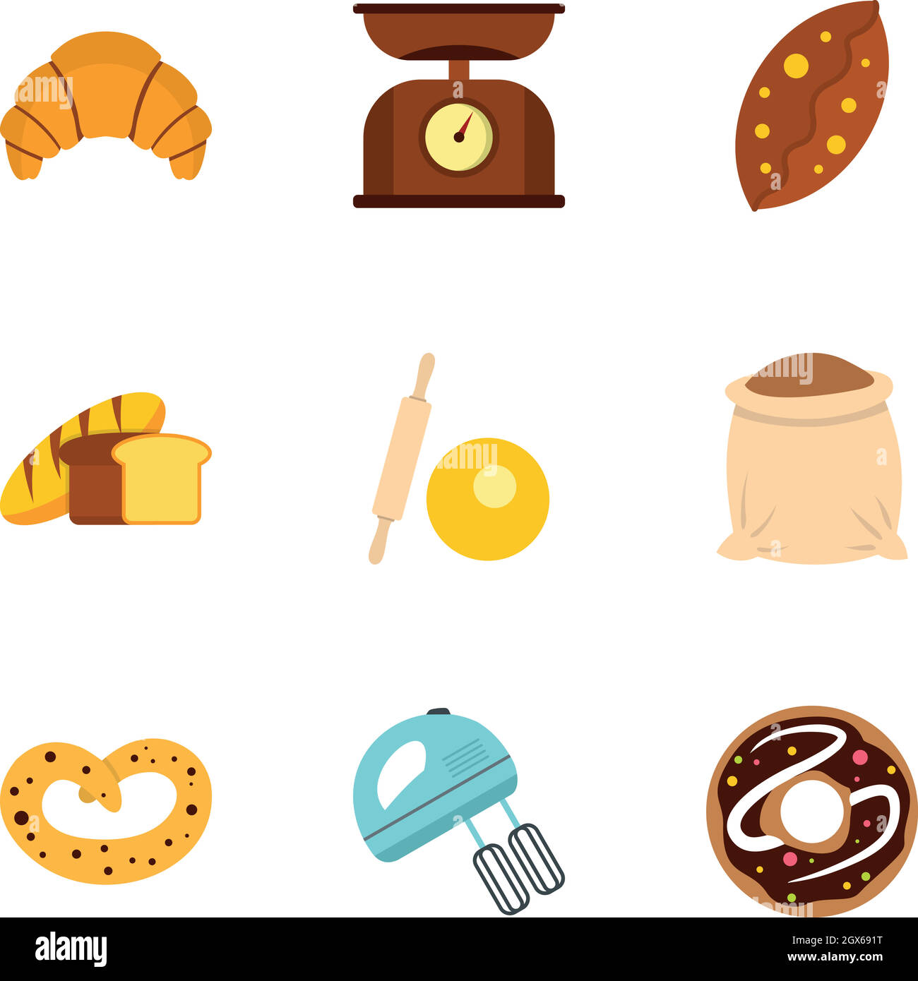 Bakery icons set, flat style Stock Vector Image & Art - Alamy