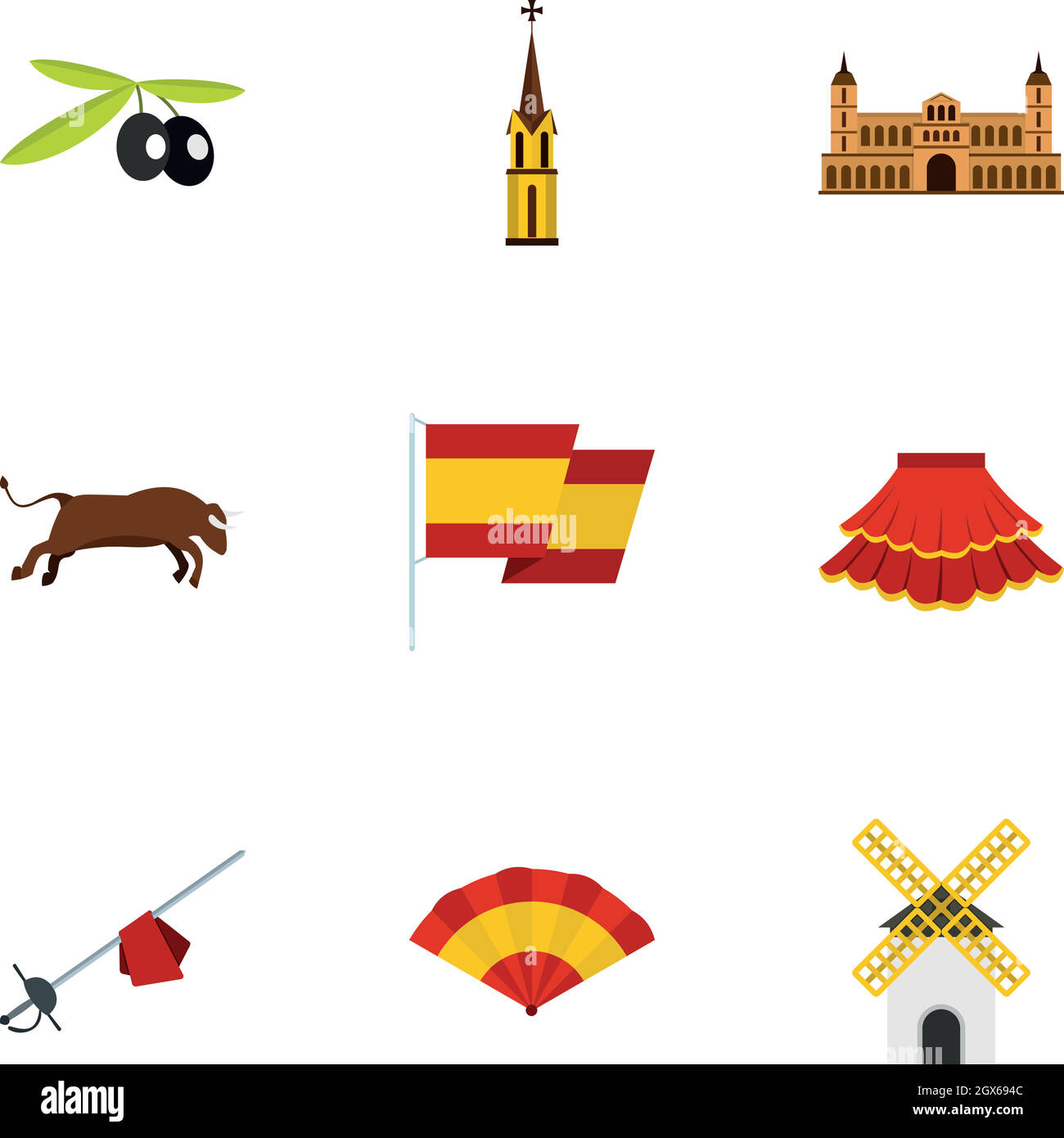 Spain travel icons set, flat style Stock Vector Image & Art - Alamy