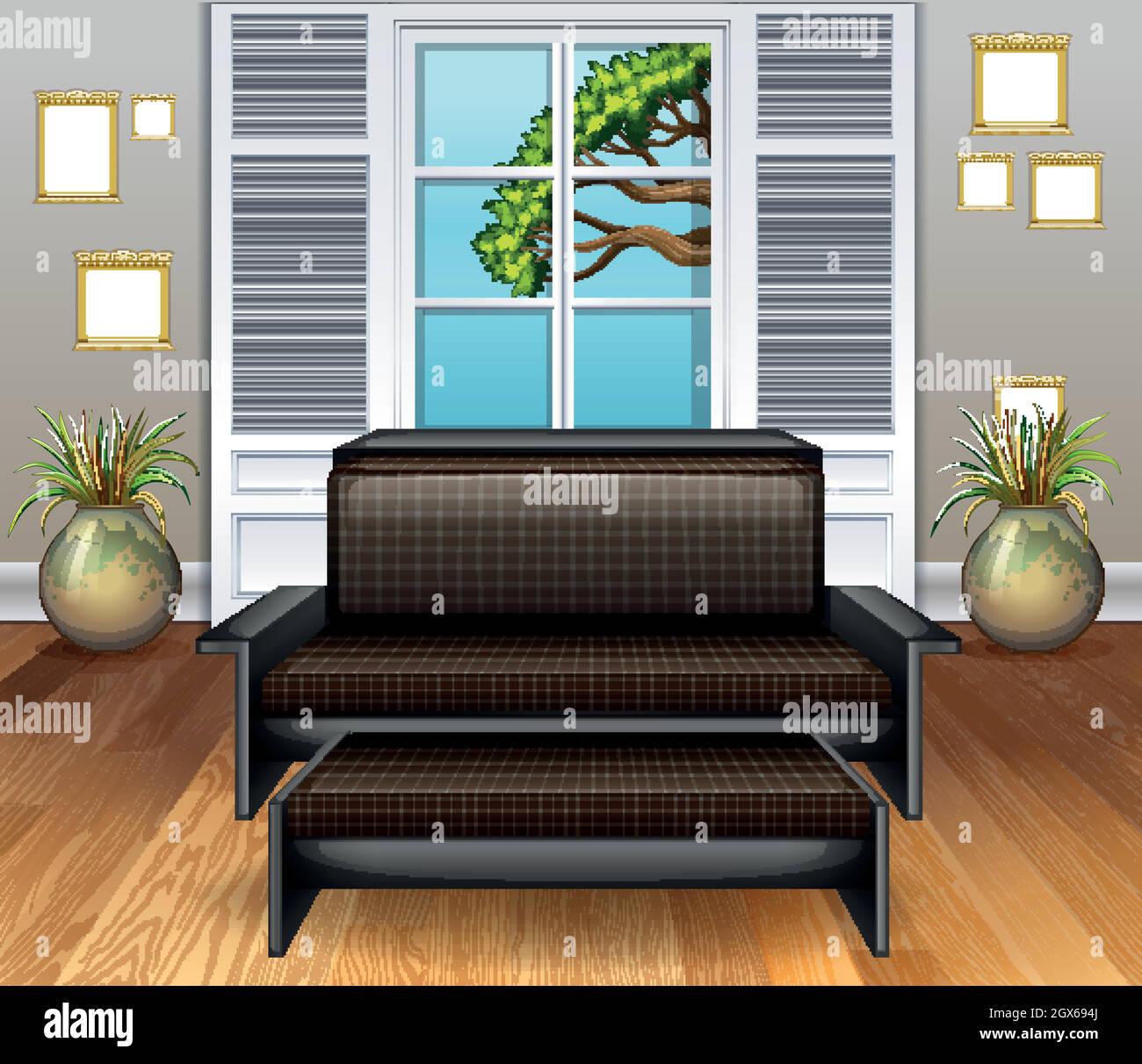 Wooden chair inside house Stock Vector Images - Alamy