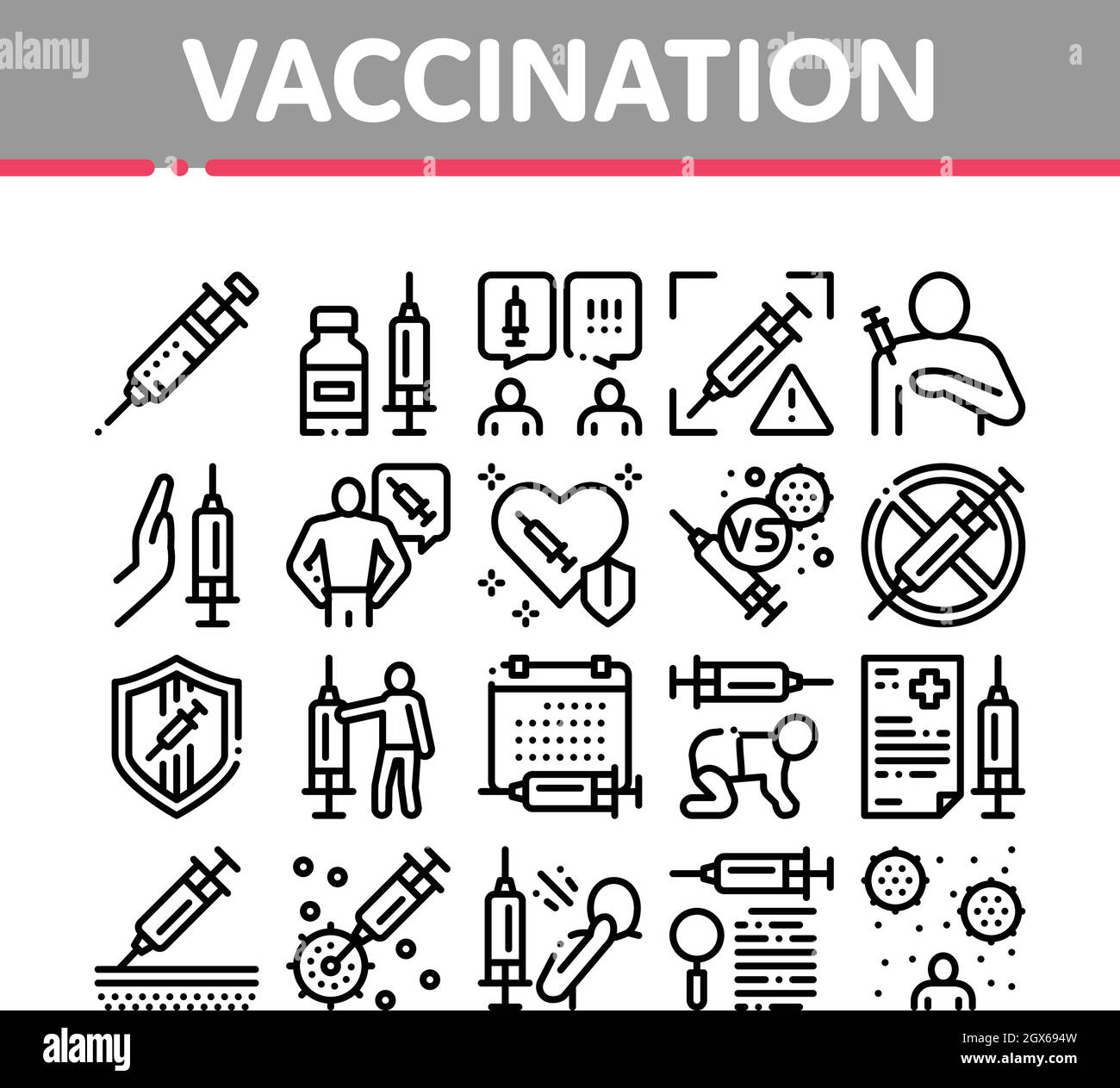 Vaccination Syringe Collection Icons Set Vector Stock Vector Image ...