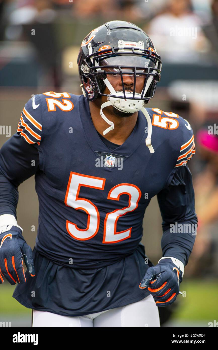 October 03, 2021: Chicago, Illinois, U.S. - Bears #52 Khalil Mack warms ...